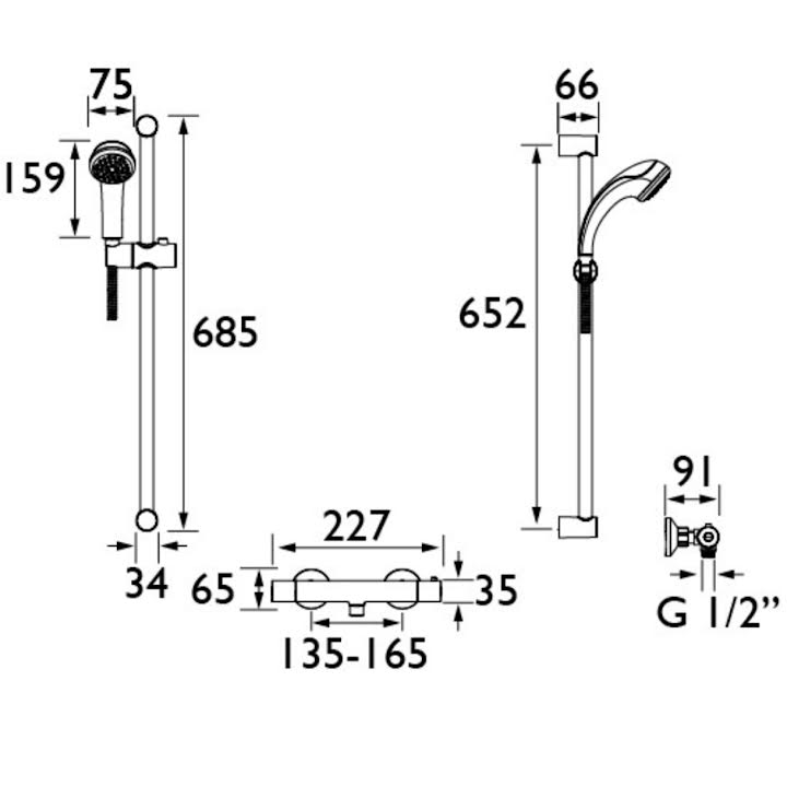 Bristan Zing Thermostatic Fast Fit Safe Touch Bar Mixer Shower - ZI ...