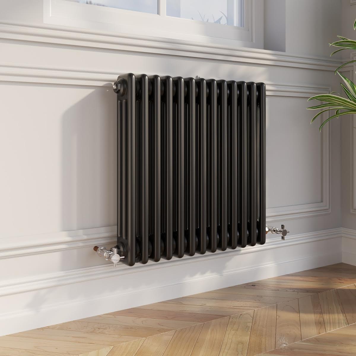 Park Lane Traditional Colosseum Triple Bar Column Radiator Black - 600 ...