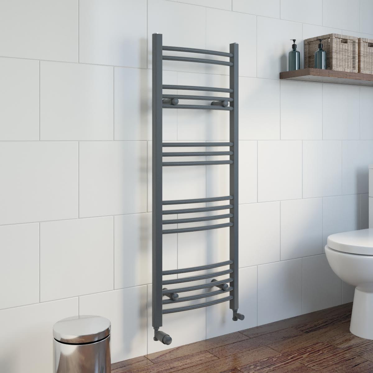 DuraTherm Curved Towel Radiator Anthracite - 1200 x 450mm