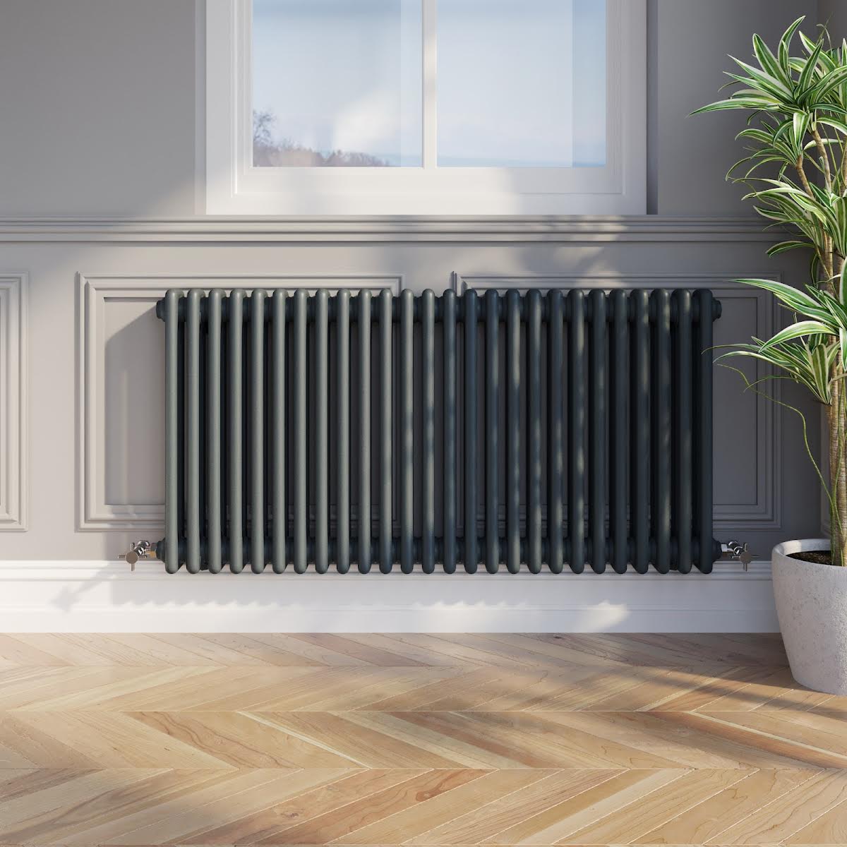 Park Lane Traditional Colosseum Triple Bar Column Radiator Anthracite ...