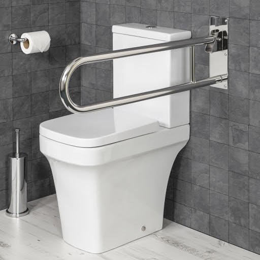 Croydex Stainless Steel Fold Away Hand Rail in Chrome