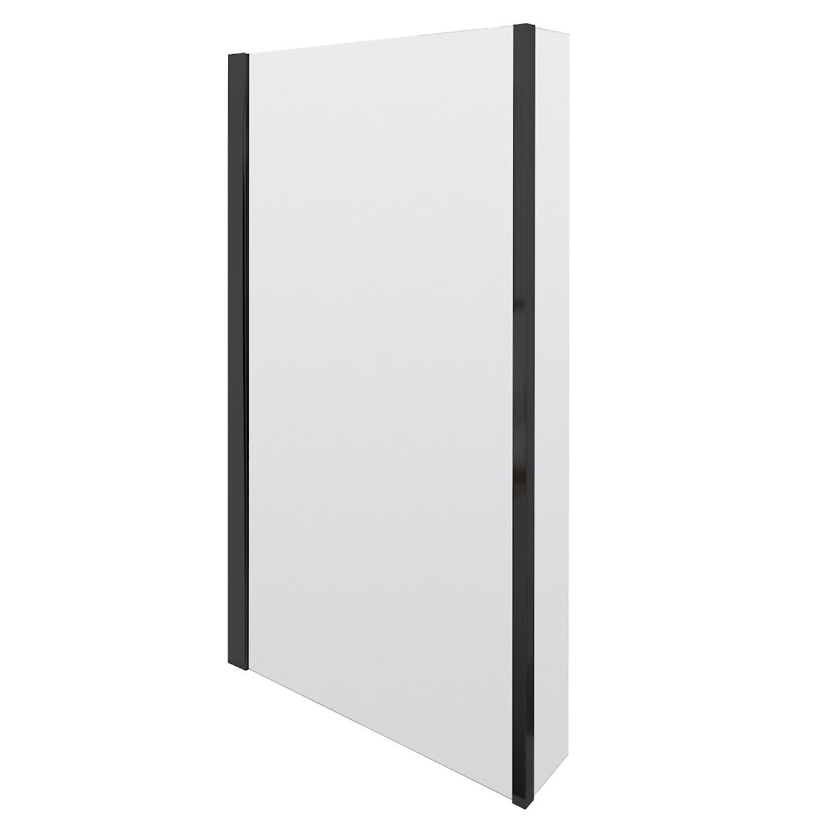 Square Bath Shower Screen with Fixed Return Panel - Black Profile