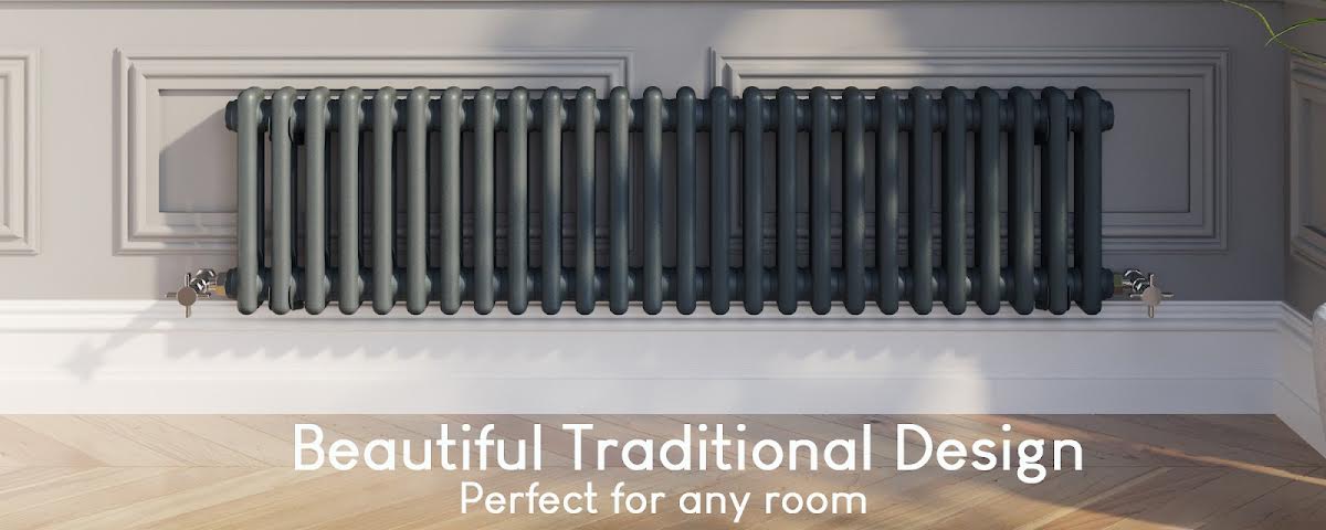 Park Lane Traditional Colosseum Double Bar Column Radiator Anthracite ...
