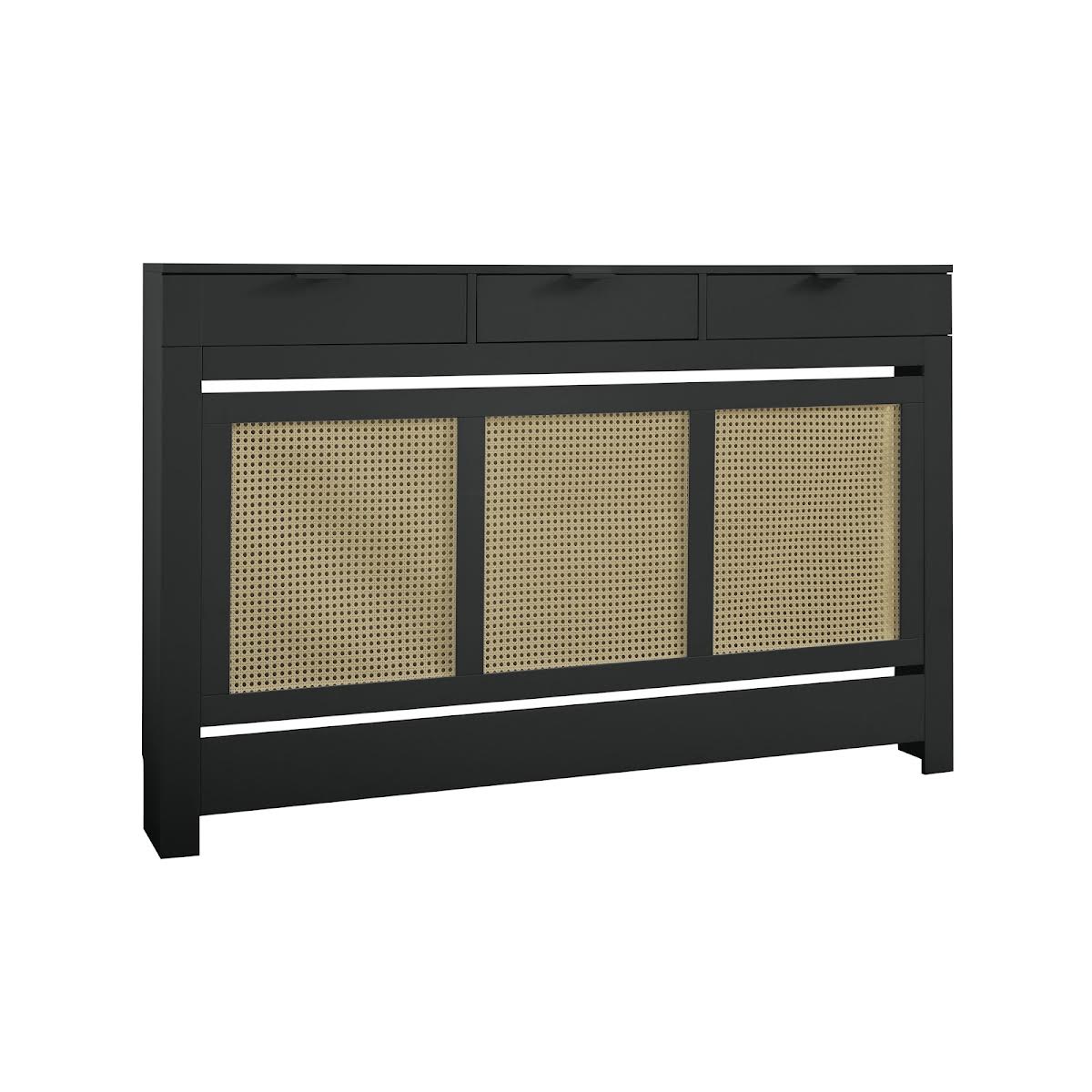 Vale Designs Rattan Black Radiator Cover - Large with Drawers