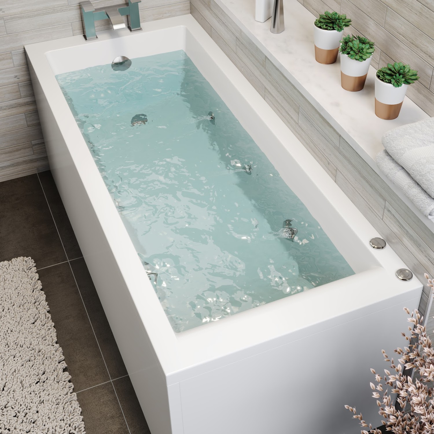 1800 x 800mm Whirlpool Bath Straight Single Ended Square 6 Jets Jacuzzi ...
