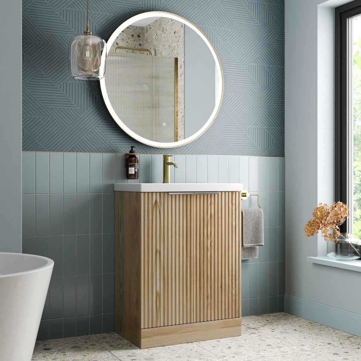 Artis Fluted Freestanding Wood Vanity Unit - 600mm