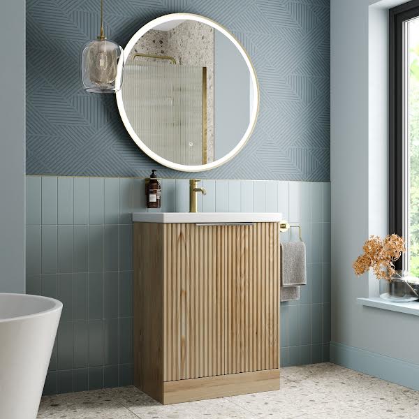 Artis Fluted Freestanding Wood Vanity Unit - 600mm
