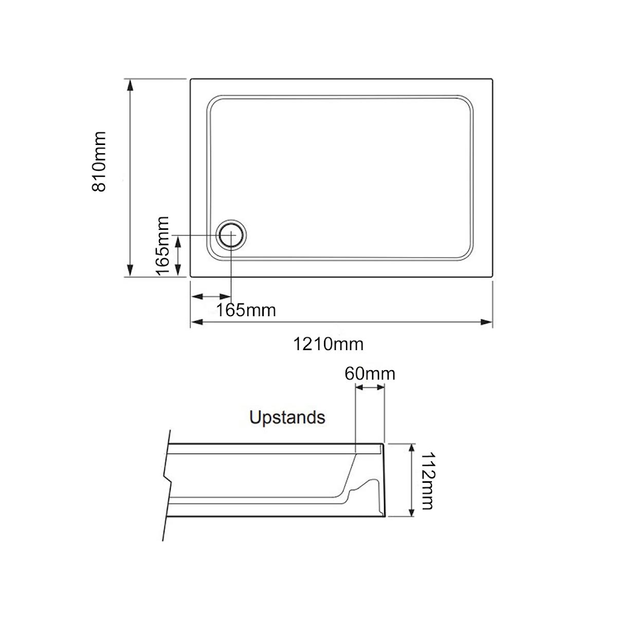 Mira Flight Deep Rectangle Shower Tray - 4 Upstands 1200 x 800mm
