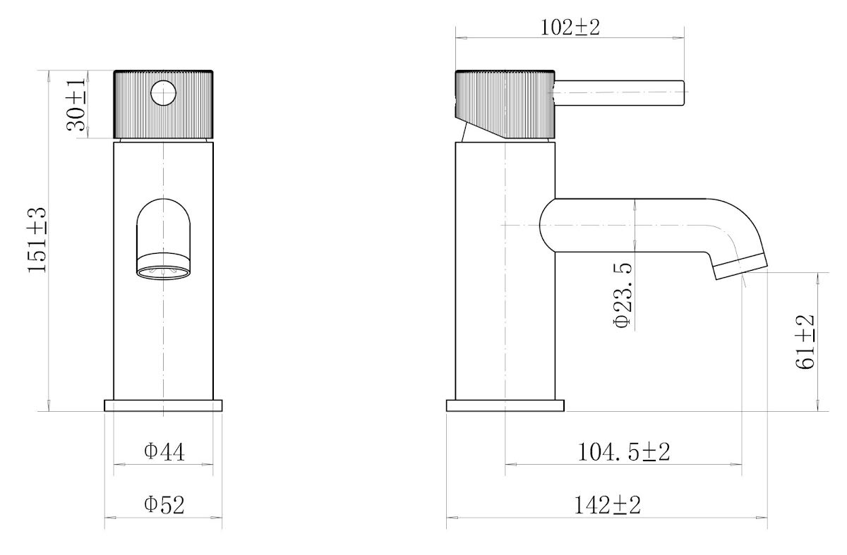 Merano Fluted Basin Mixer Tap - Matt Black