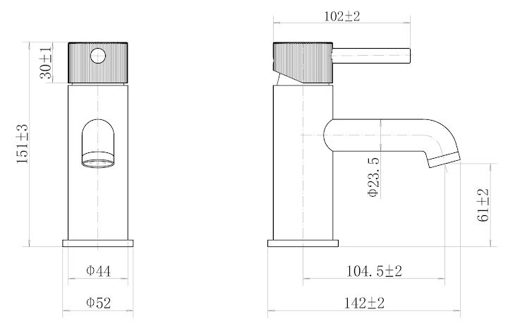 Merano Fluted Basin Mixer Tap - Matt Black
