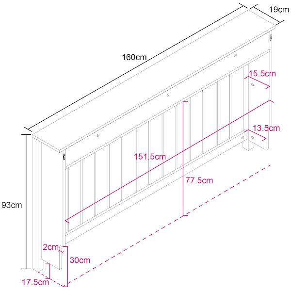Vale Designs Wood Black Radiator Cover - Large with Drawers