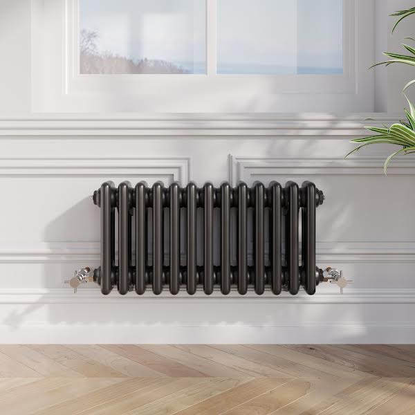 Park Lane Traditional Colosseum Triple Bar Column Radiator Black 300 x ...