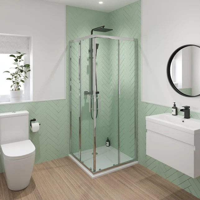 Luxura Corner Entry Shower Enclosure 900 x 900mm with Tray - 6mm