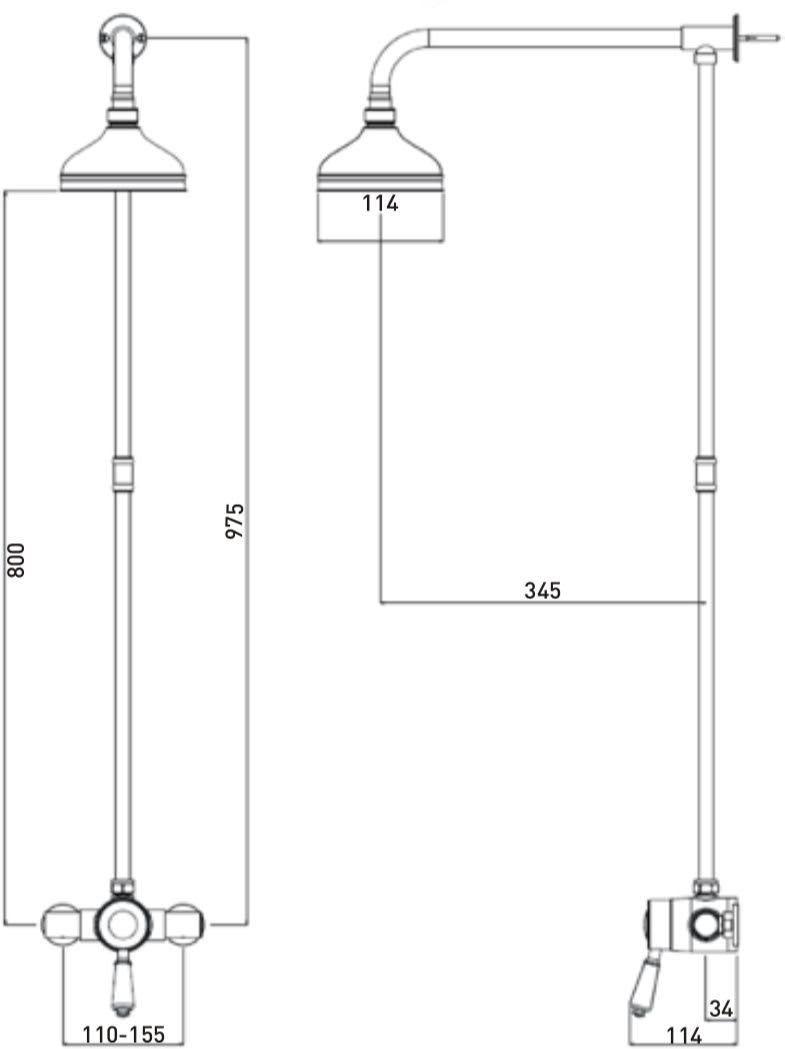Colonial Exposed Traditional Thermostatic Shower Valve with Fixed