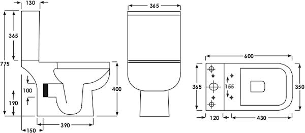 RAK Ceramics Series 600 Full Access Close Coupled Toilet & Soft C