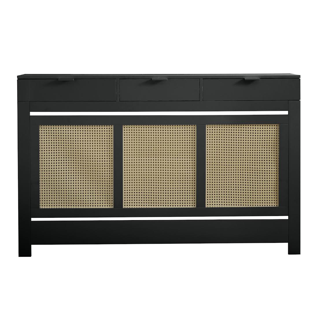 Vale Designs Rattan Black Radiator Cover - Large with Drawers