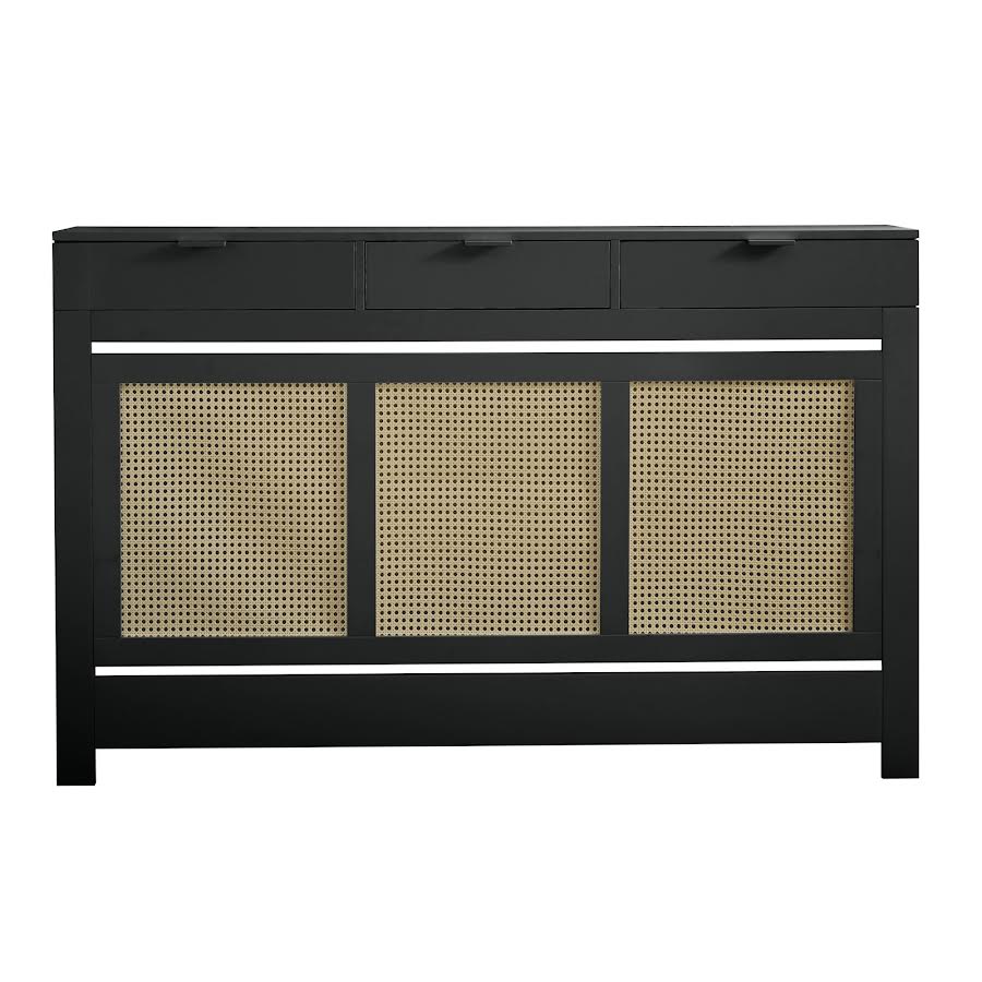 Vale Designs Rattan Black Radiator Cover - Large with Drawers
