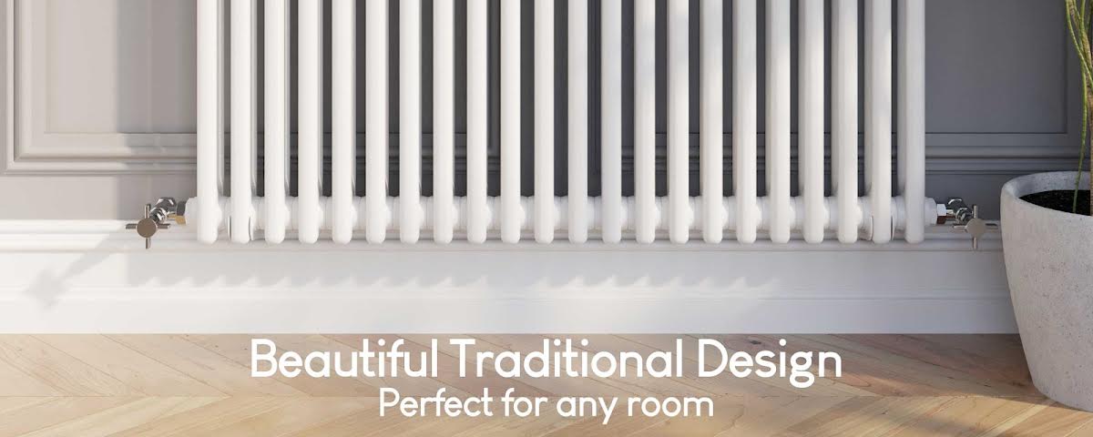 Park Lane Traditional Colosseum Double Bar Column Radiator White 600 x ...