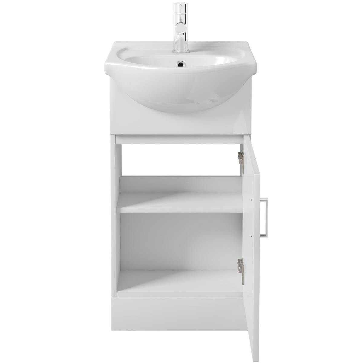 Alpine White Gloss Freestanding Cloakroom Vanity Unit 450mm