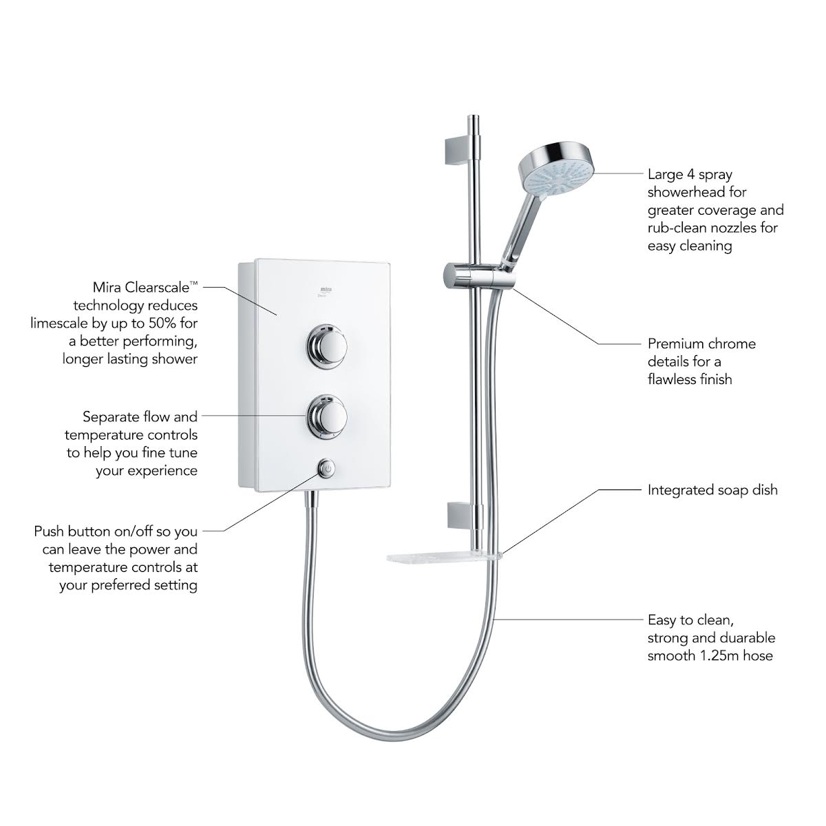 Mira Decor Electric Shower - 8.5kW White