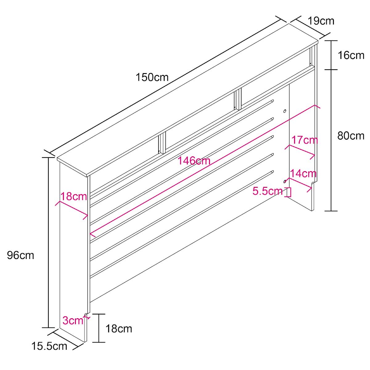 Vale Designs Cream Radiator Cover - Large with Drawers 1500mm