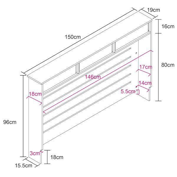 Vale Designs Cream Radiator Cover - Large with Drawers 1500mm