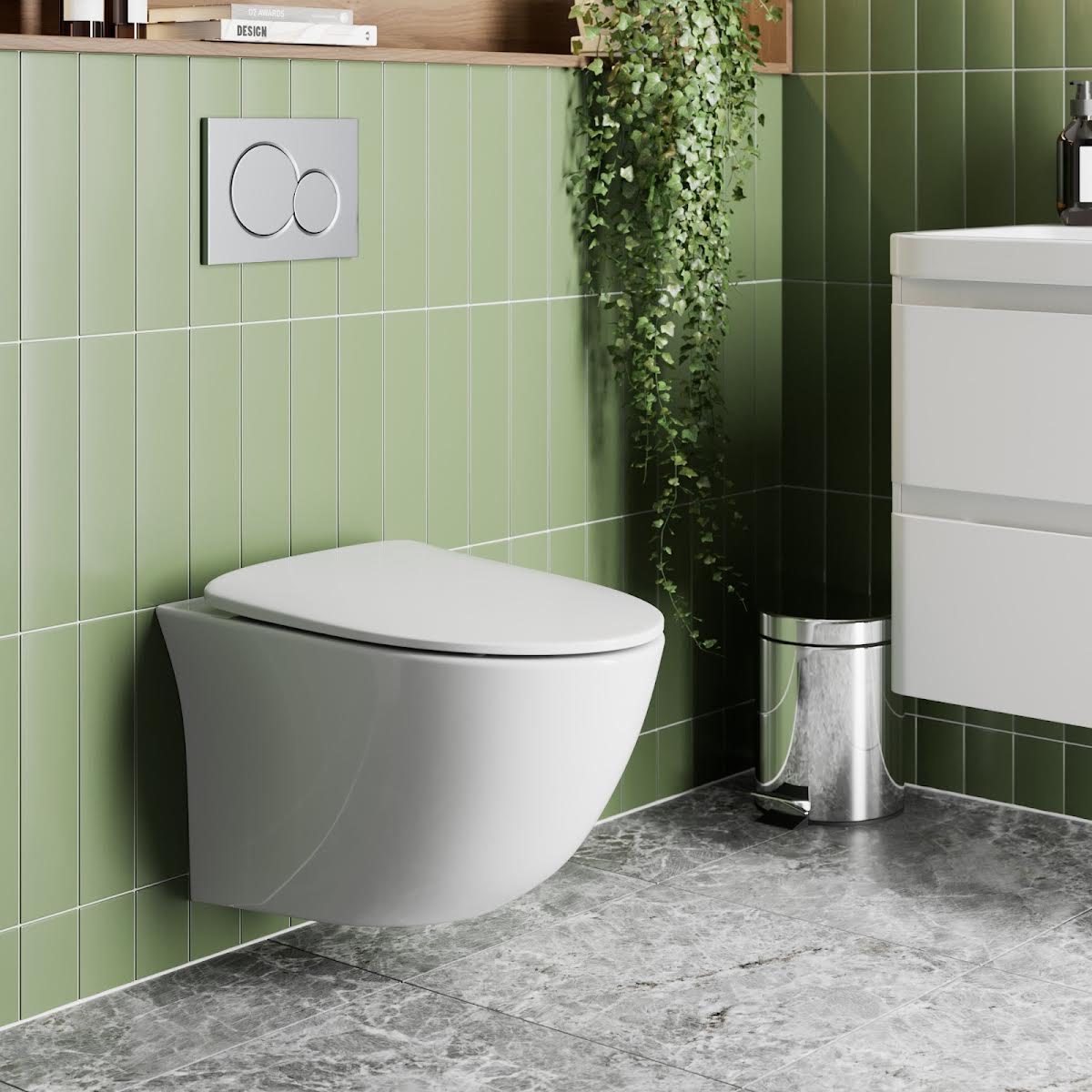Affine Wall Hung Rimless Toilet & Round Soft Close Seat