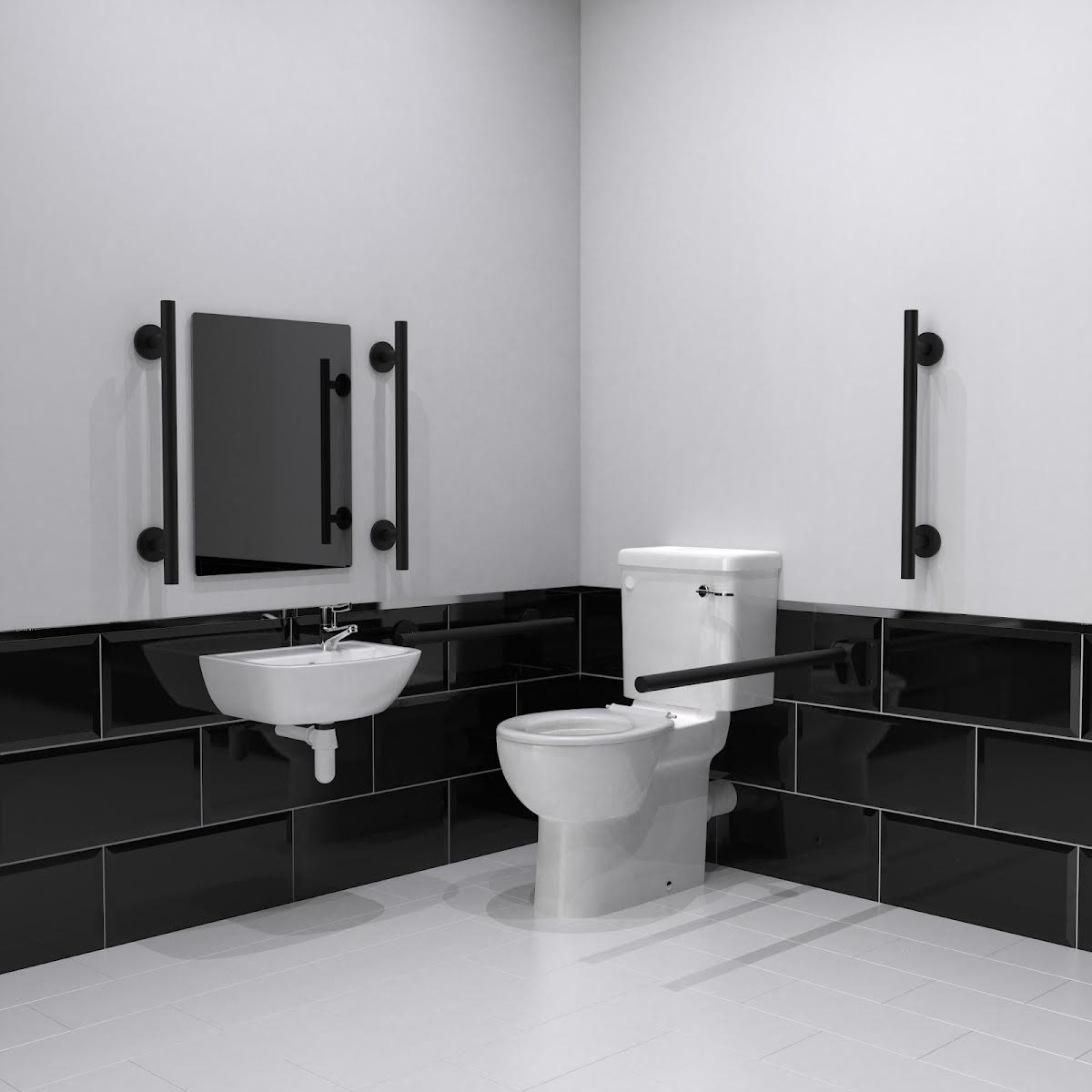 Premium Rimless Luxury Close Coupled Doc M Toilet Pack - Matt Black