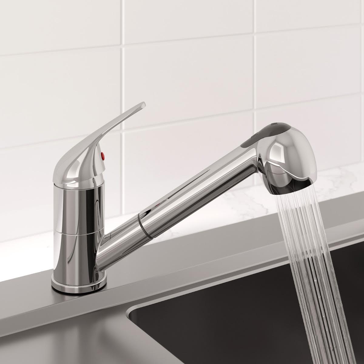 Essentials Pull Out Kitchen Tap - Single Lever Chrome