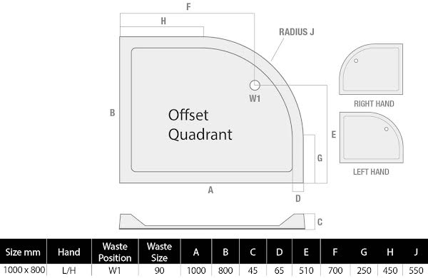 Diamond Offset Quadrant Shower Enclosure 1000 x 800mm (Right Hand) with ...