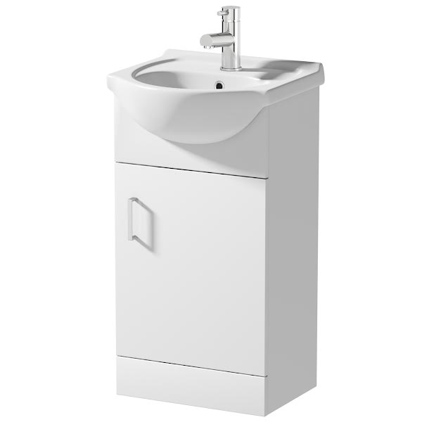 Alpine White Gloss Toilet & Vanity Unit with Basin - 950mm