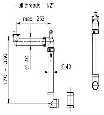 Reginox Panama Space Saving Sink Basin Waste Syphon White Bathroom