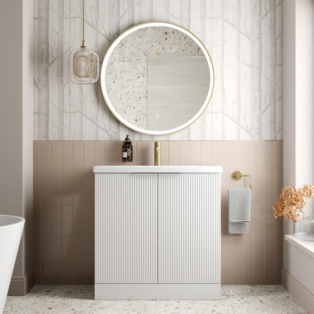 Artis Fluted Freestanding White Vanity Unit - 800mm