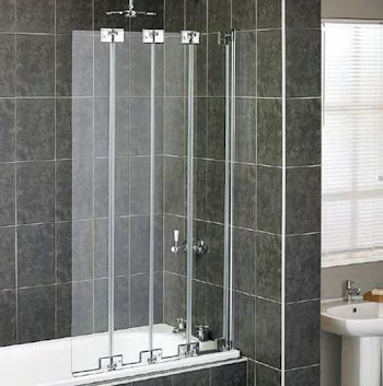 Aqualux Aqua 6 4 Folding Bath Shower Screen Chrome Square Toughened ...