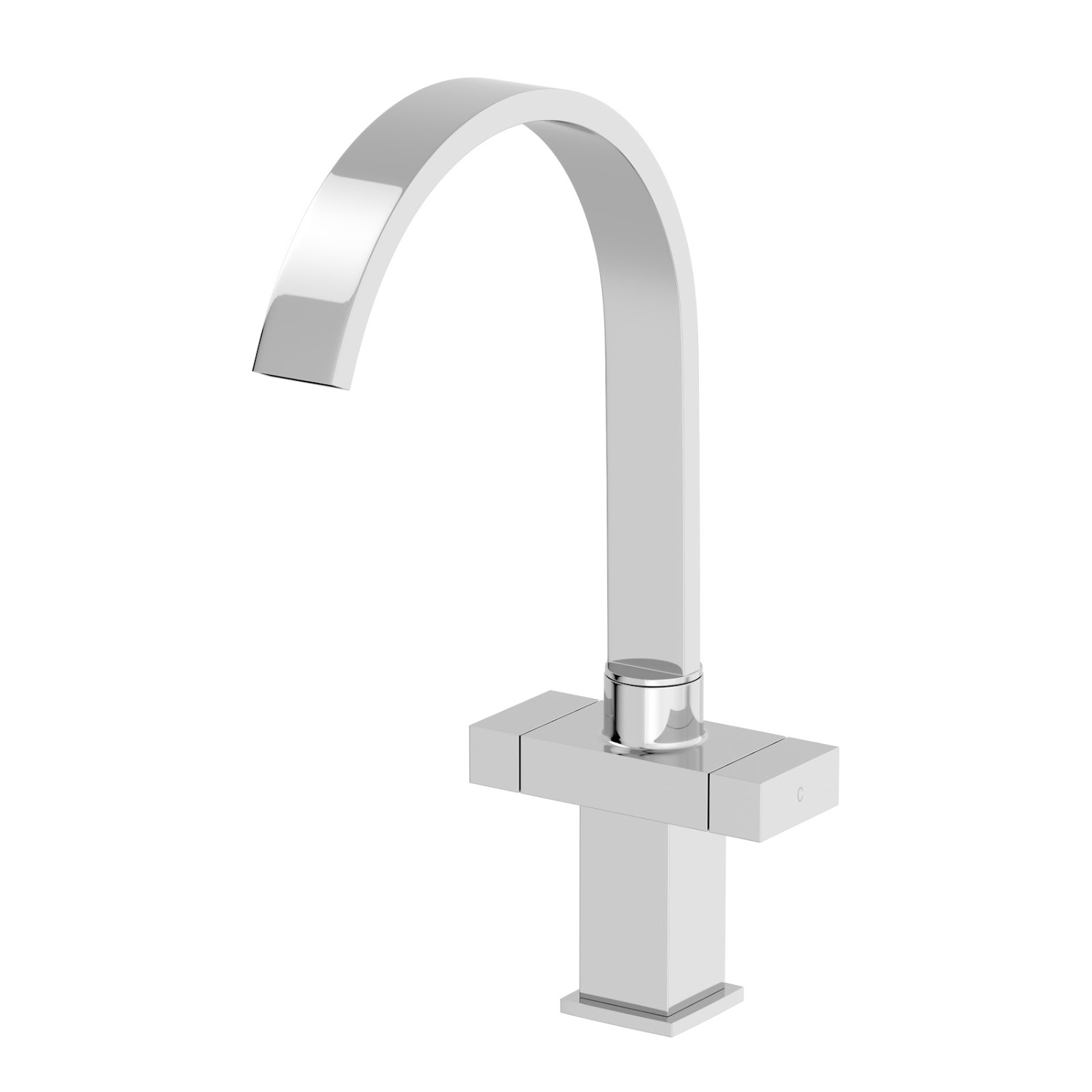 Modern Mono Kitchen Mixer Tap Square Swivel Spout Twin Controls Chrome ...