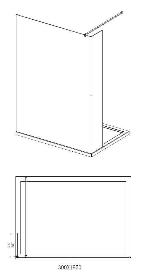 Diamond Wet Room Shower Screen 1100mm with Fixed Return Panel - 8mm ...