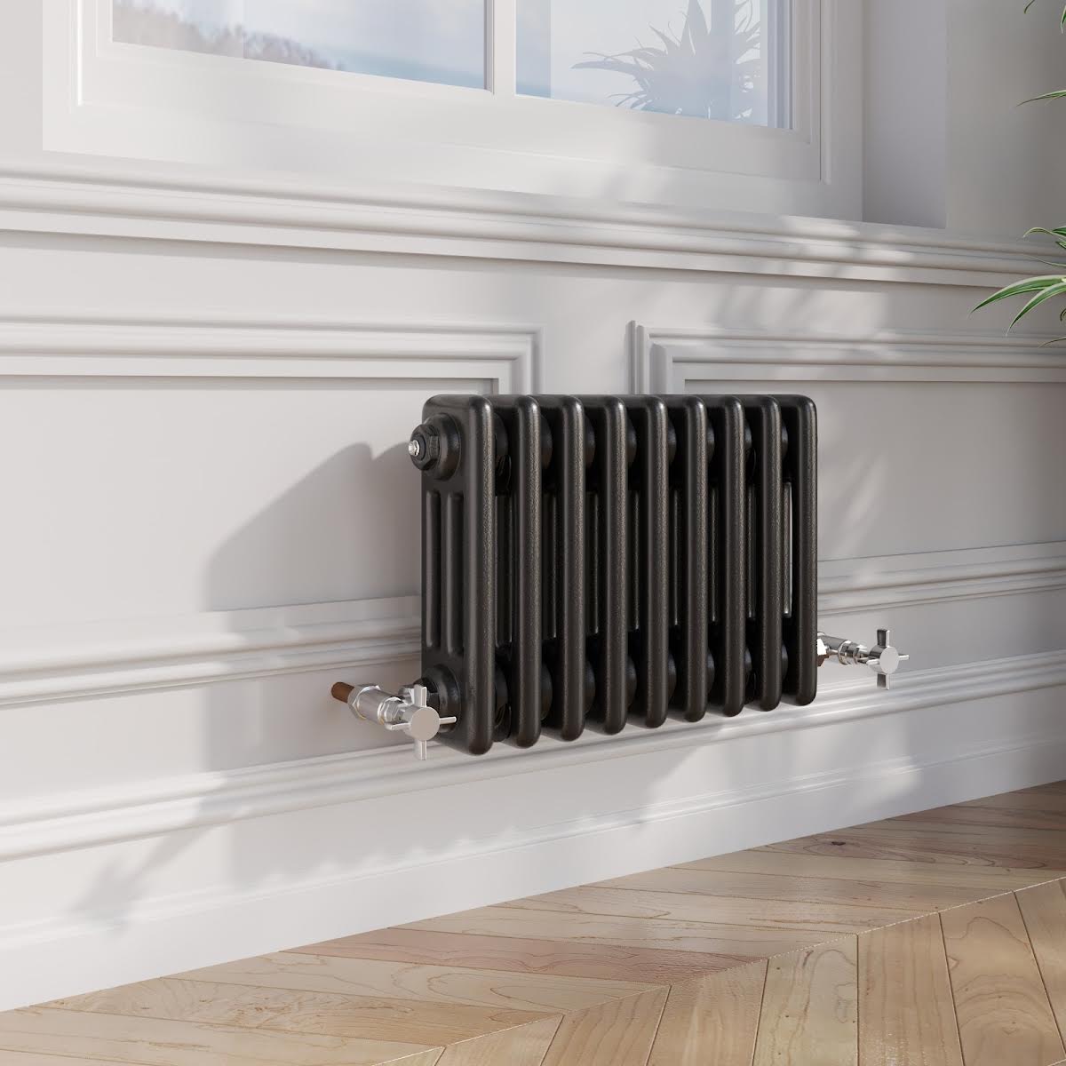 Park Lane Traditional Colosseum Triple Bar Column Radiator Black 300 x ...