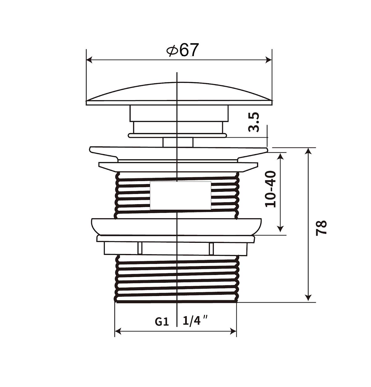 Architeckt Slotted Pop Up Basin Waste - Matt Black