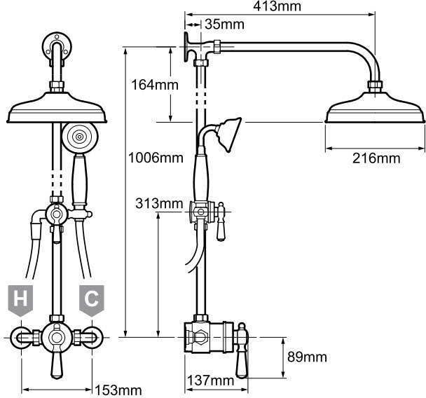 Mira Realm Diverter ERD Traditional Thermostatic Mixer Shower