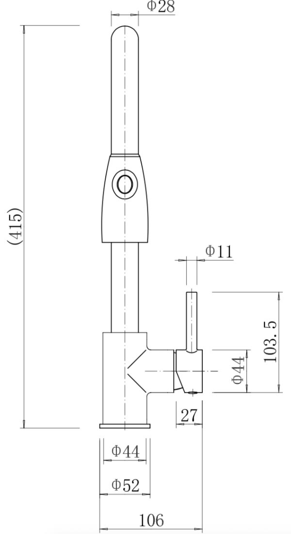 Sauber Baden Pull Out Kitchen Tap - Single Lever Chrome