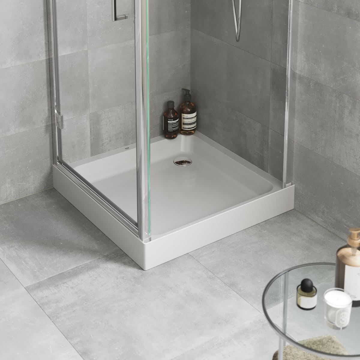 Mira Flight Deep Square Shower Tray 800x800mm & Waste 4 Upstands