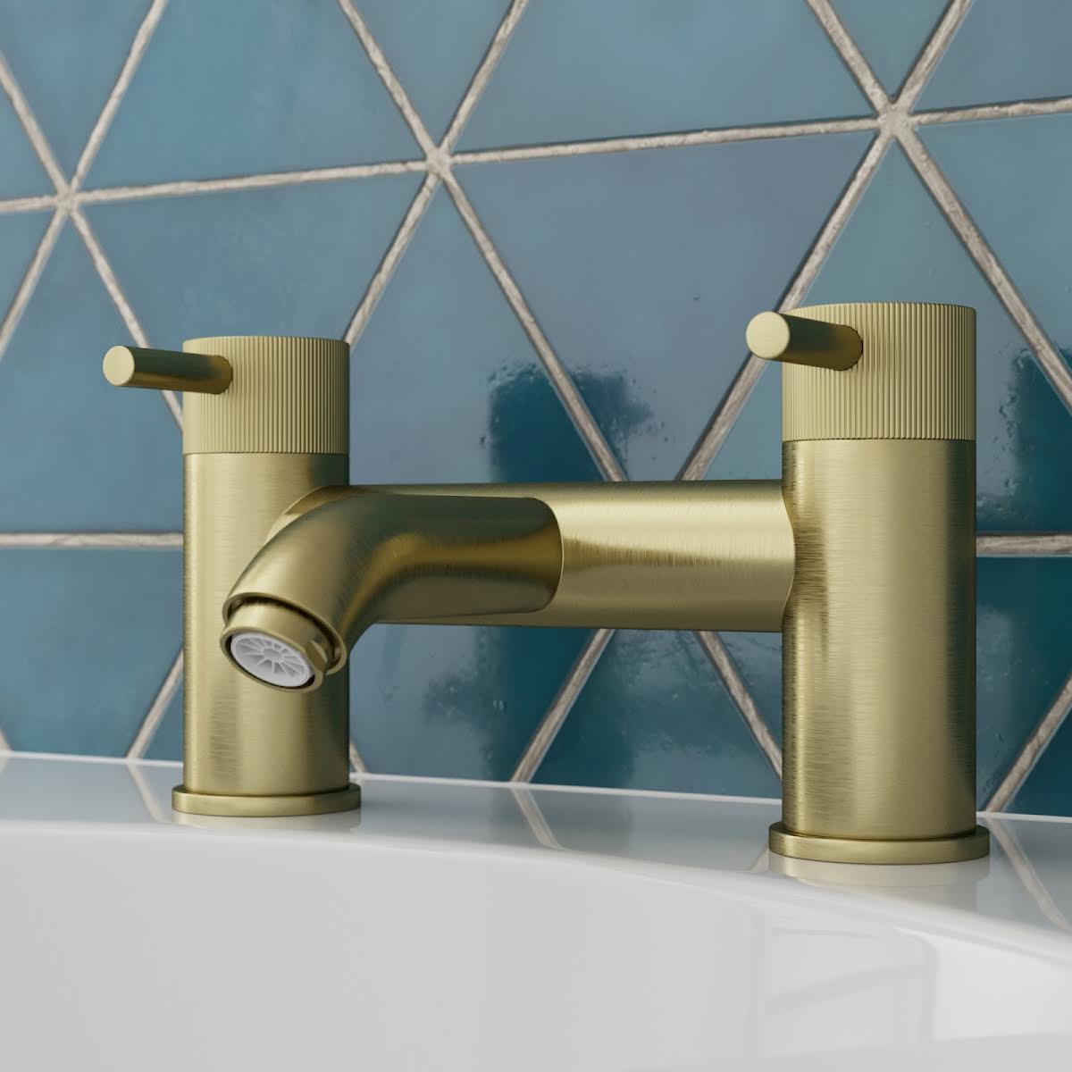 Merano Fluted Bath Mixer Tap - Brushed Brass