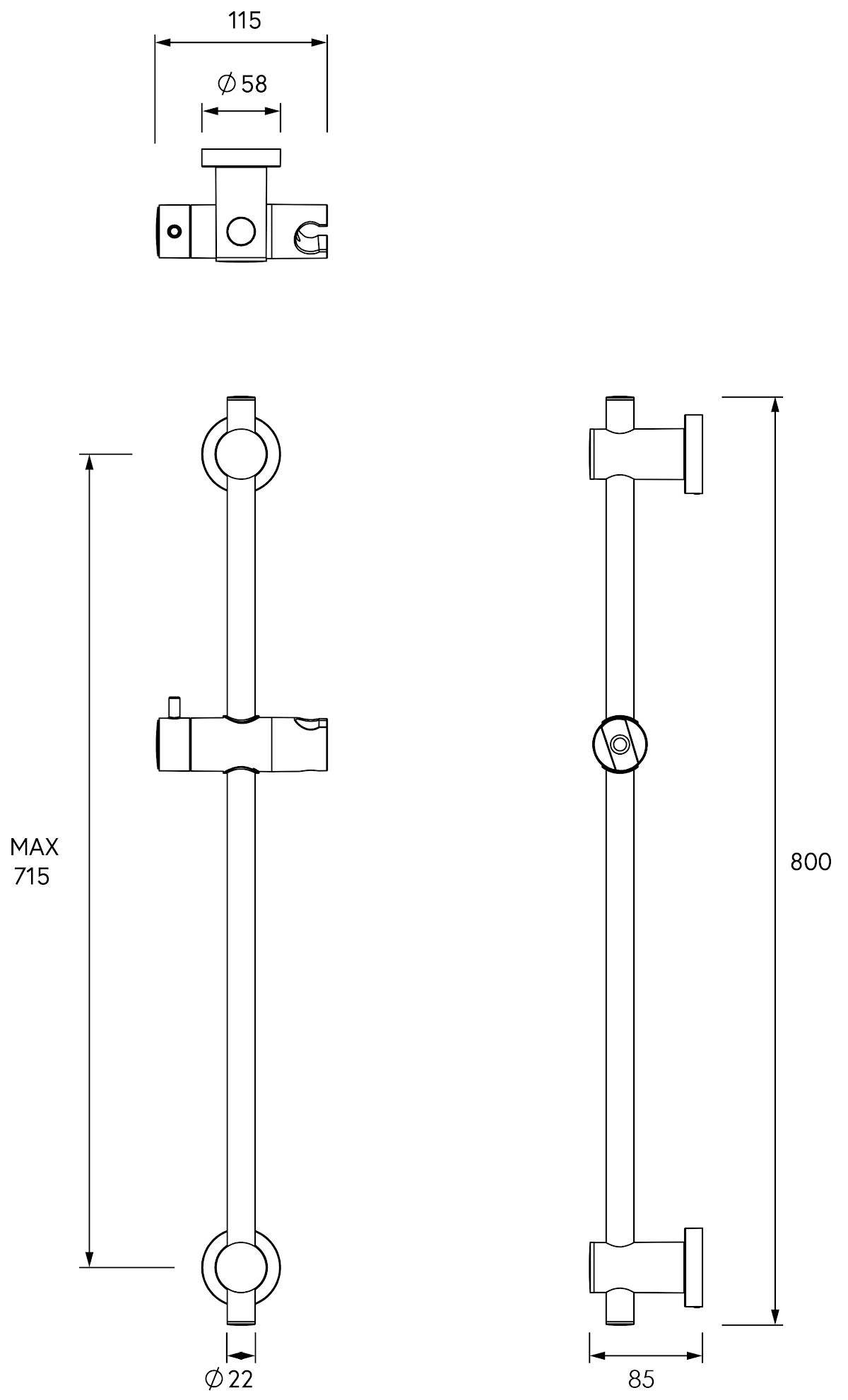 Croydex Flexi-Fix Chrome Riser Rail - AM182641