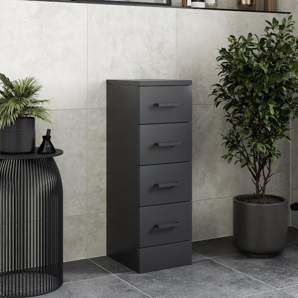 Alpine Black 4 Drawer Storage Unit 250 x 300mm