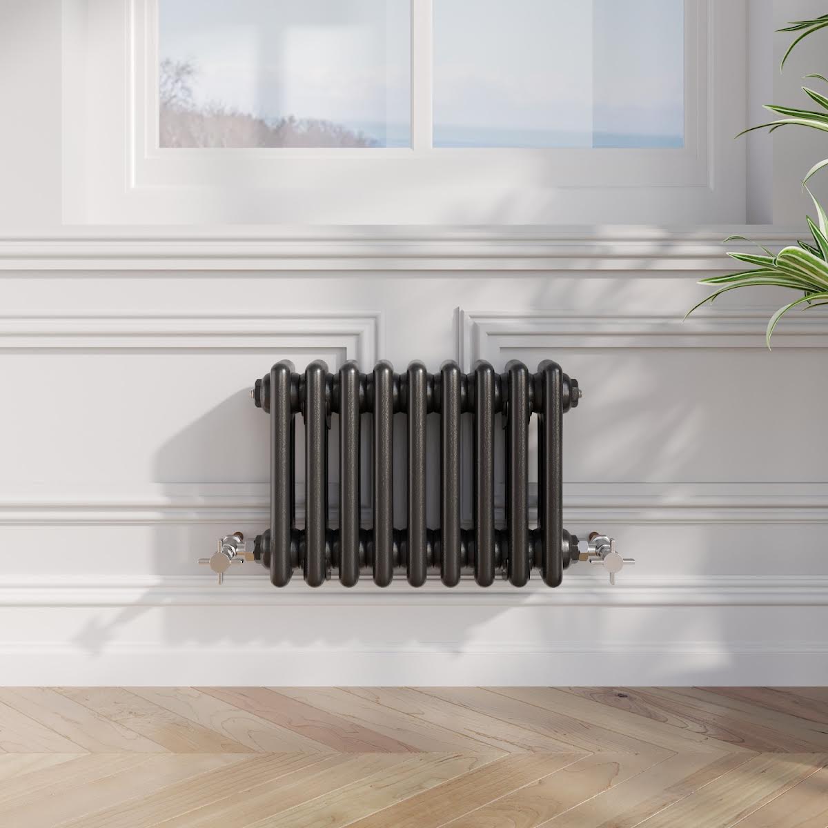 Park Lane Traditional Colosseum Triple Bar Column Radiator Black 300 x ...