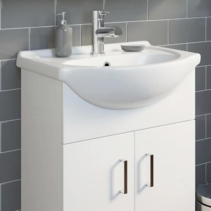 Ceramica White Gloss Semi-Recessed Basin - 550mm