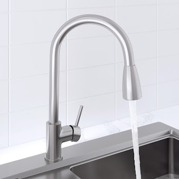 Sauber Baden Pull Out Kitchen Mixer Tap - Brushed