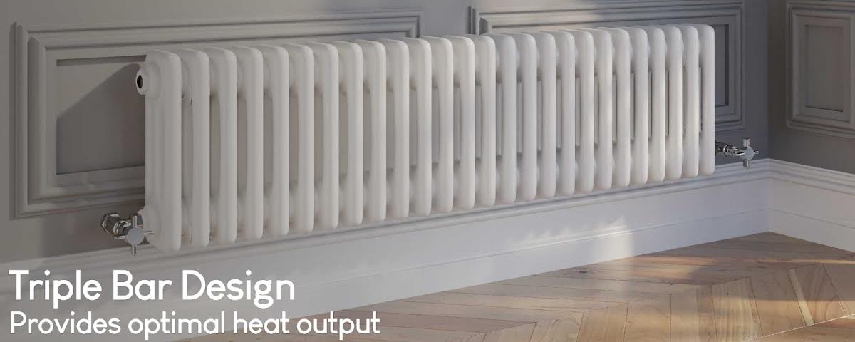 Park Lane Traditional Colosseum Triple Bar Column Radiator White 300 x ...