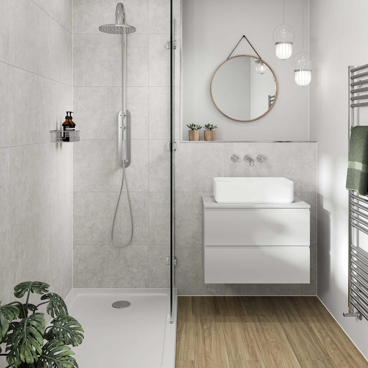 Multipanel White Mineral Tile Effect Wall Panel Hydrolock 2400 x 598mm