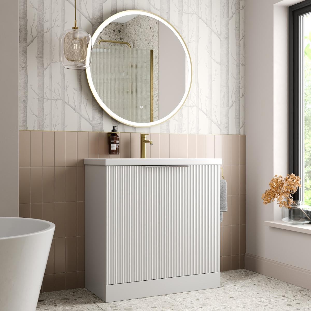 Artis Fluted Freestanding White Vanity Unit - 800mm